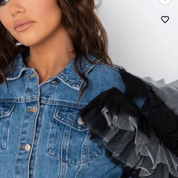 Arika | Jackets & Coats | Azela Wang Chicka Chicka Denim Ruffle Jacket ...